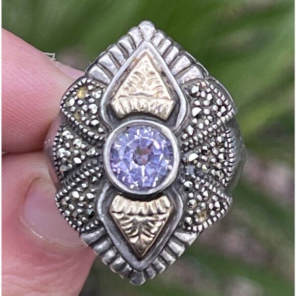 Bali | Jewelry | Vintage 8k Yellow Gold And Sterling Silver Ring 925 ...